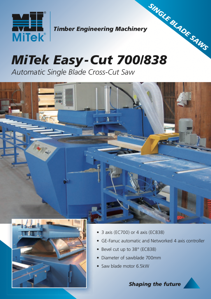 Easy Cut 700-838 Single Blade Saw Brochure - MiTek UK and Ireland
